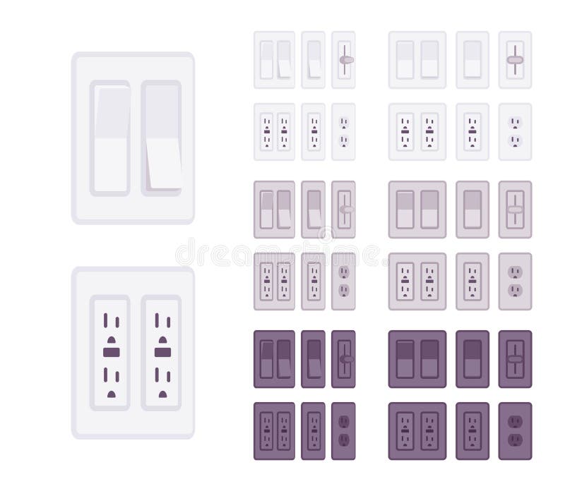 USA, Canada Socket, Wall Light Switch with Wallplate Set Stock Vector ...