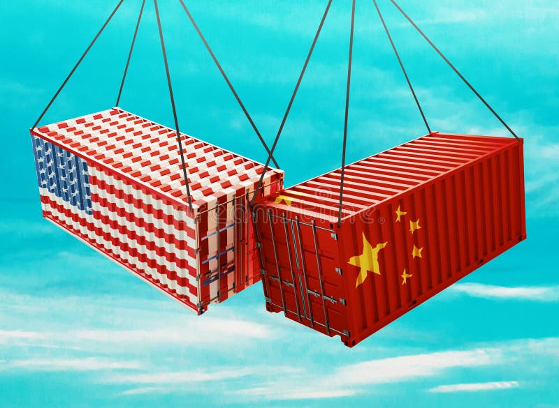 Usa and China Containers, Import Export Concept, 3d Rendering Stock ...