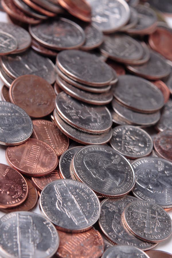 Pile of US Coins stock image. Image of metal, savings - 4501667