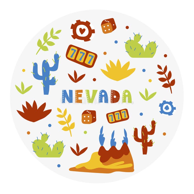 USA Collection. Vector Illustration of Nevada Theme. State Symbols ...