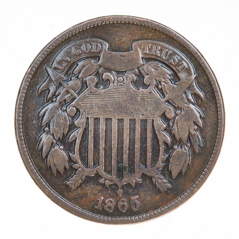 1865 USA Copper Two Cent Coin Stock Image - Image of united, value ...