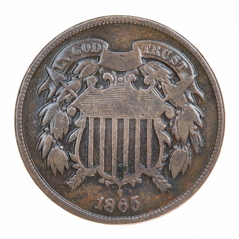 1865 USA Copper Two Cent Coin Stock Image - Image of united, value ...