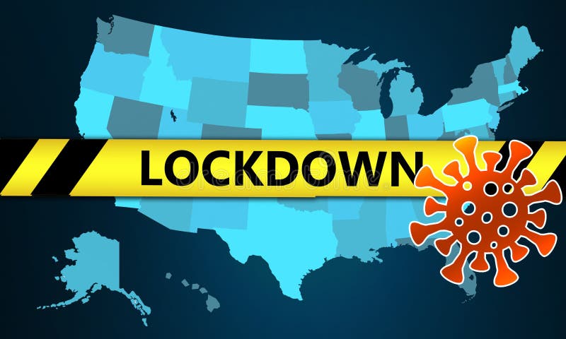 USA Covid-19 Lockdown for Quarantine Concept Stock Illustration ...