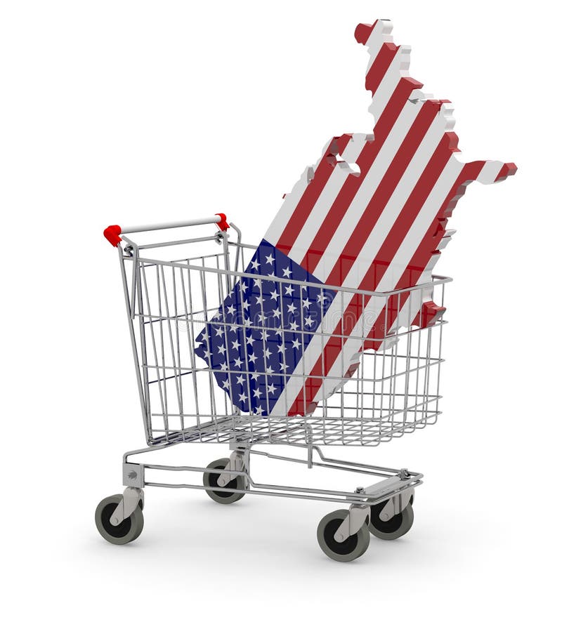 Usa 3d Map into Shopping Cart Stock Illustration - Illustration of ...