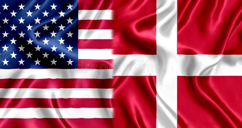 USA and Denmark flag silk stock illustration. Illustration of flag ...
