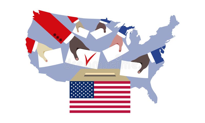 USA Design Election. Many Hands with Ballot Papers Against the ...