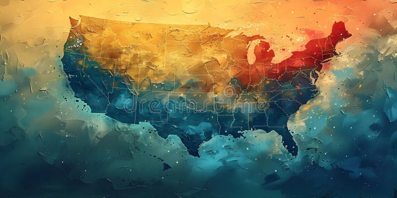 USA Digital Map with Empty Space and Colorful Accents Stock ...
