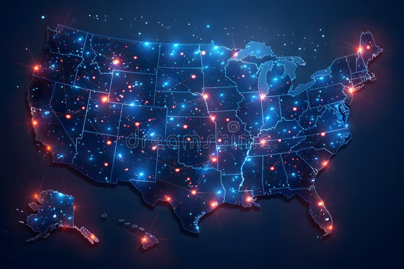 USA Digital Map: Modern Navigation Guide Stock Illustration ...