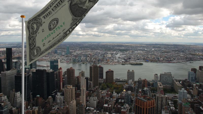 USA Dollar Fly Away and Flag Falling Down on Green Screen Stock Footage ...