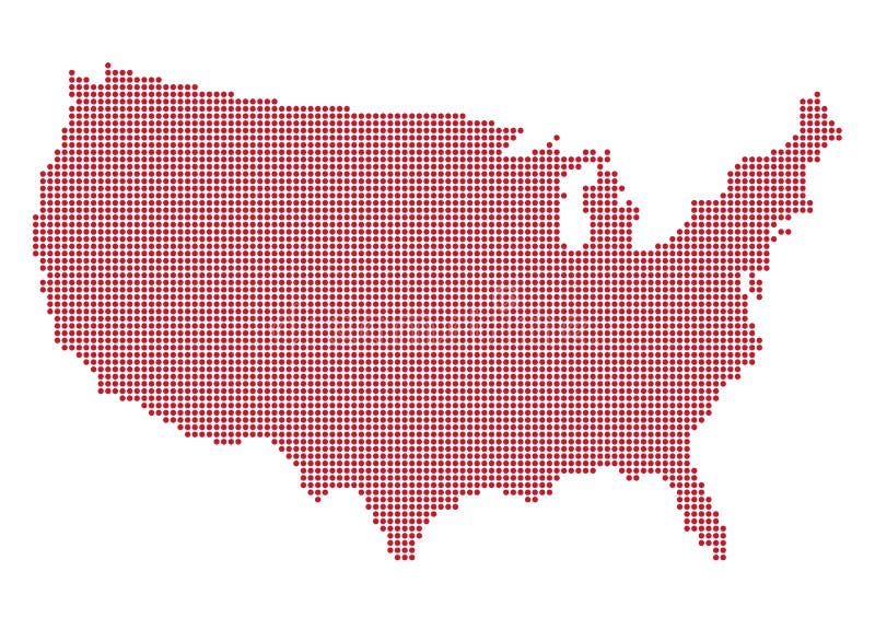 USA Map with Red Dot Markers Stock Vector - Illustration of poster ...