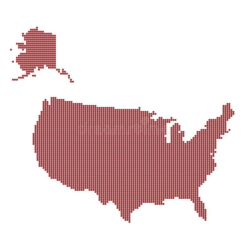 Usa Dotted Red Map. Abstract United States Map Stock Vector ...