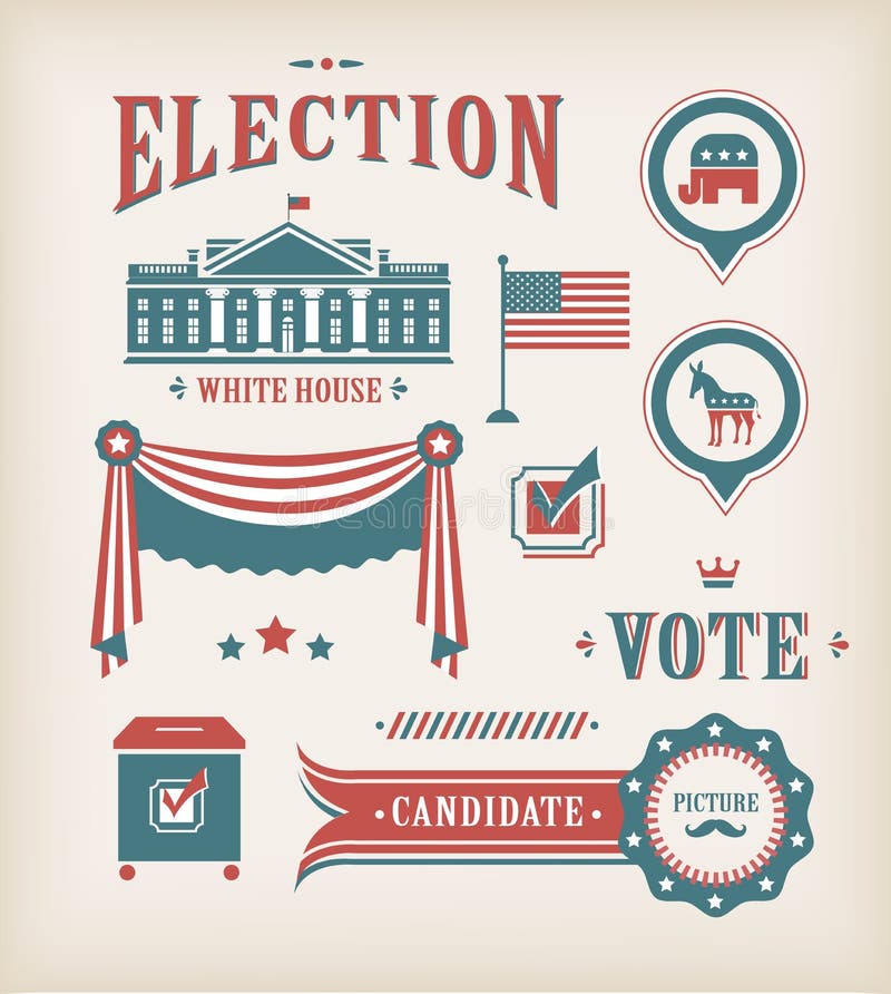 USA election icon set editorial stock photo. Illustration of nomination ...