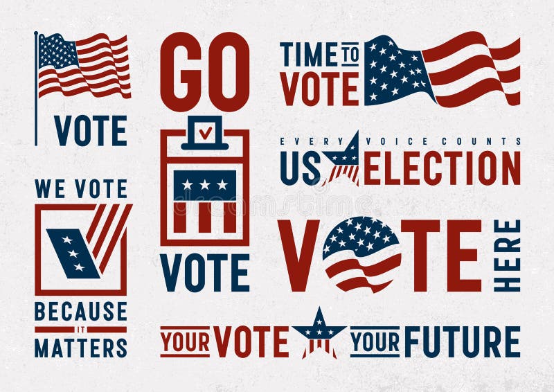 USA Election Motivation Typography and Logos Set Stock Vector ...