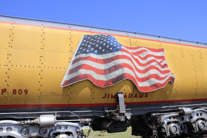 USA Flag on the Big Boy 4014 Steam Train Car that Was Pulled Behind the ...