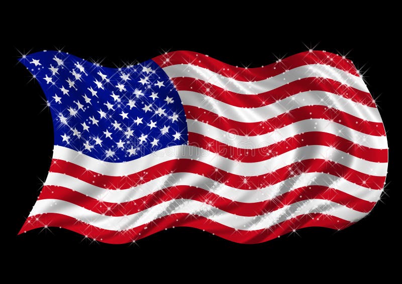 USA Flag Billowing on White Background Stock Photo - Image of american ...