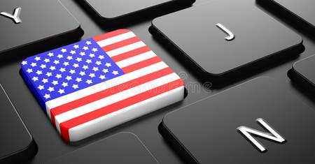 USA - Flag on Button of Black Keyboard. Stock Illustration ...