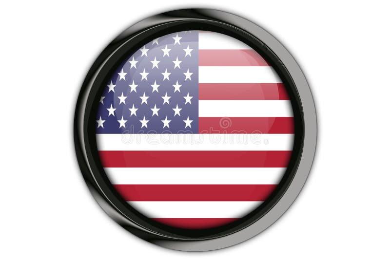 USA Flag in the Button Pin Isolated on White Background Stock ...