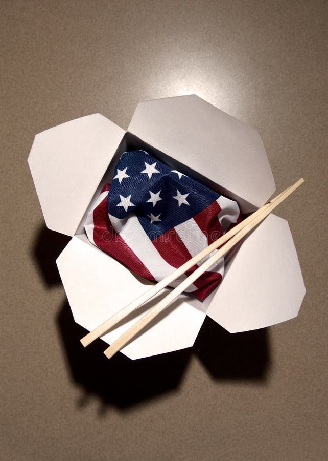 USA Flag in Chinese Food Container Stock Image - Image of trade ...