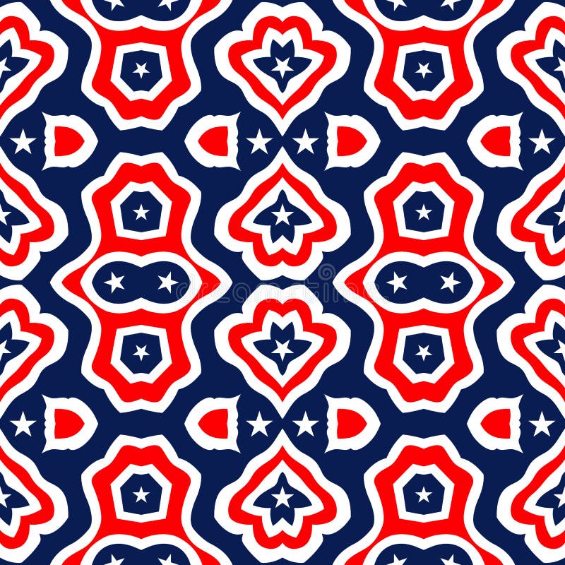 USA Flag Colors Themed Patriotic Seamless Pattern Stock Illustration ...