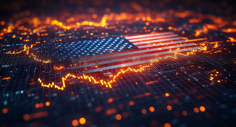 USA flag on data chart stock image. Image of chart, abstract - 361786103