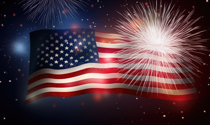 USA Flag and Fireworks Create Stunning 4th of July Scene Creating Using ...