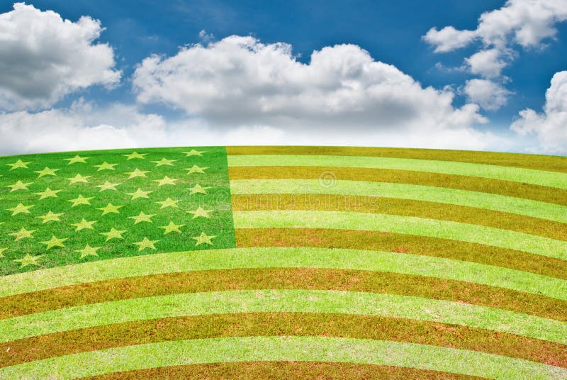 USA Flag on grass field. stock illustration. Illustration of decoration ...