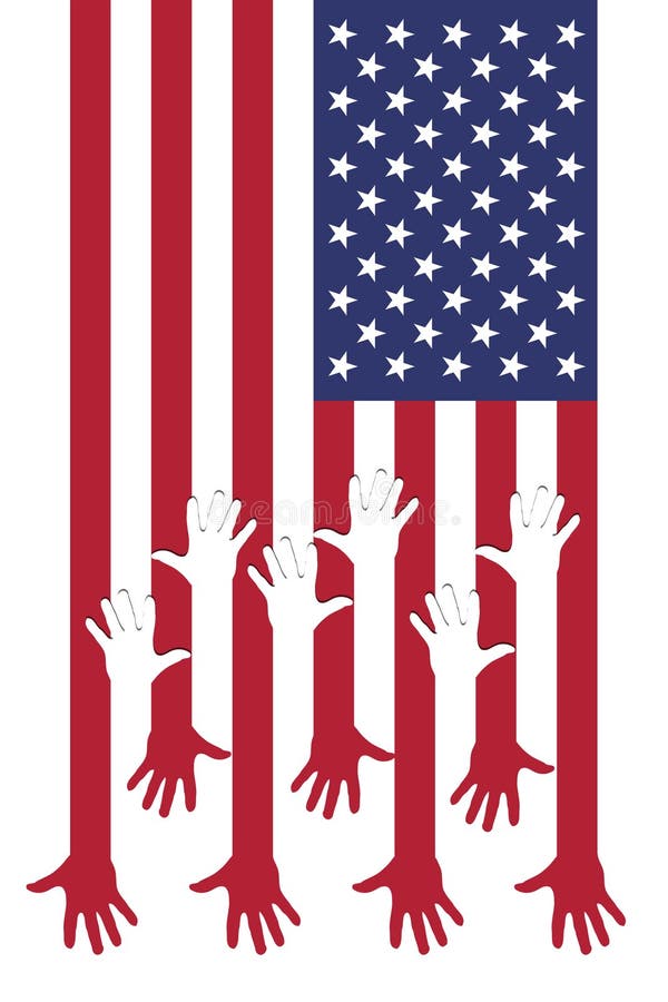 USA flag and hands. stock illustration. Illustration of campaign - 78316373