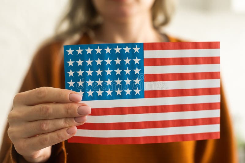 USA Flag in Hands on White. Stock Photo - Image of cheerful, symbol ...
