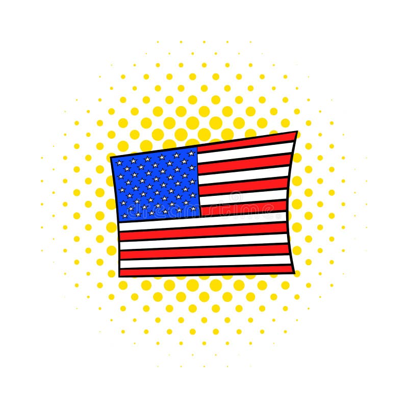 USA Flag Icon, Comics Style Stock Illustration - Illustration of ...