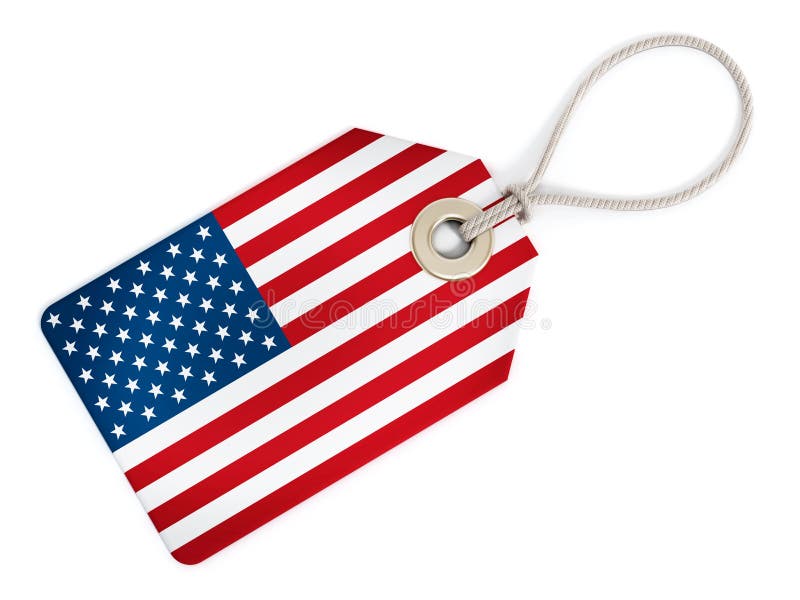 USA flag on isolated tag stock illustration. Illustration of production ...