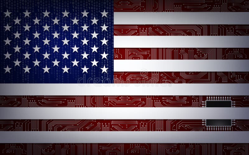 USA Flag Made of Printed Circuit Boards. Digital Technologies Stock ...