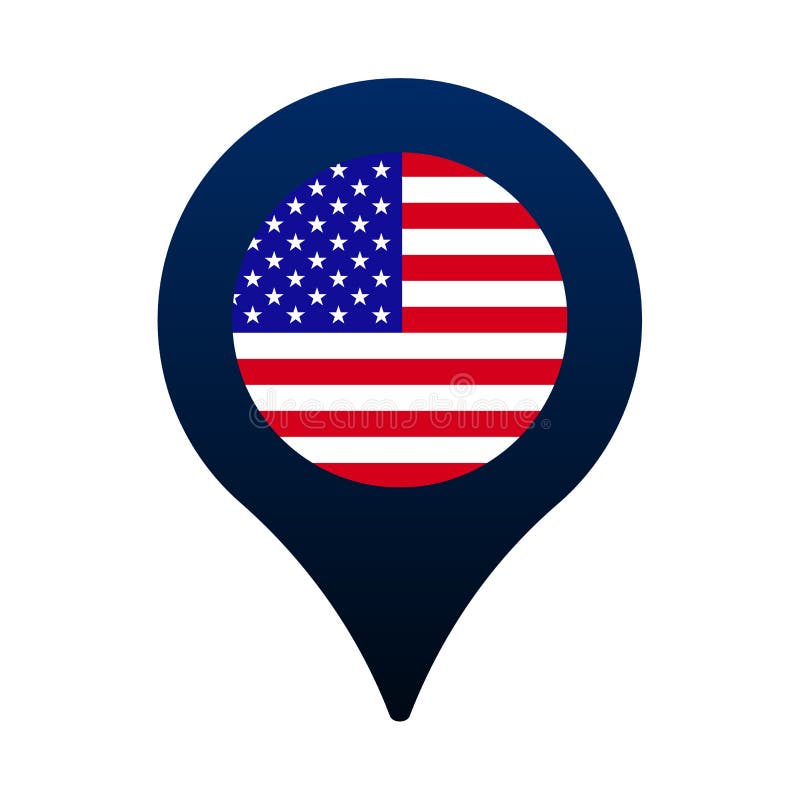 Usa Flag and Map Pointer Icon. National Flag Location Icon Vector ...