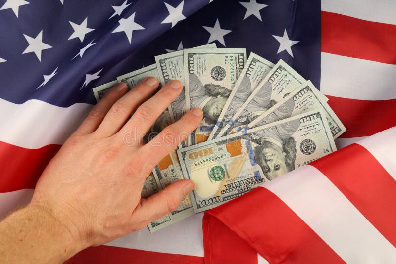 USA flag and money dollars stock image. Image of money - 253572401