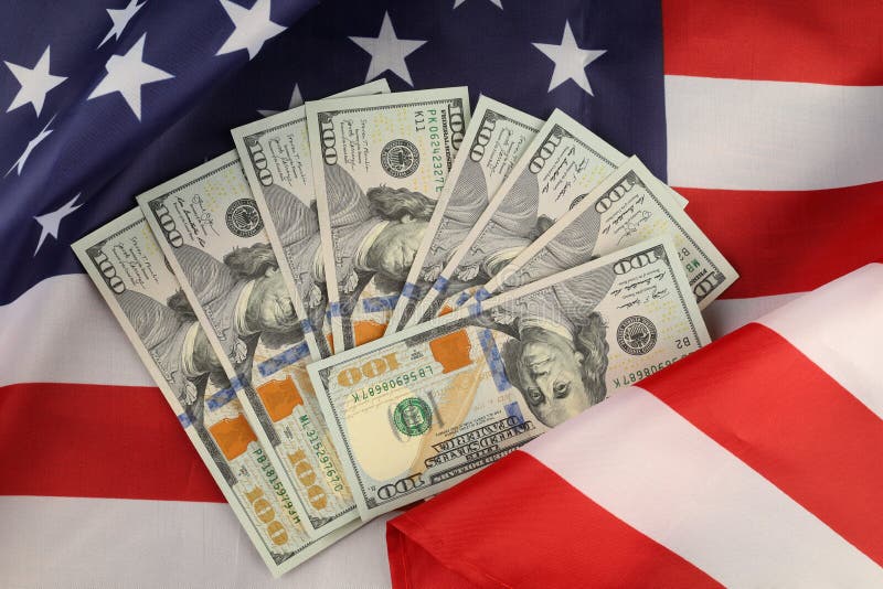 USA flag and money dollars stock photo. Image of american - 253572404