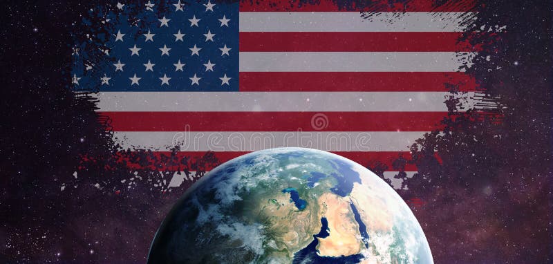 Usa flag next to earth stock photo. Image of tourism - 269362660