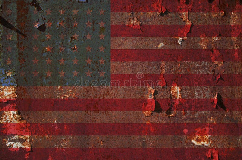 Usa Flag Old Rusty Rust Metallic Dmagaged - 3d Rendering Stock ...