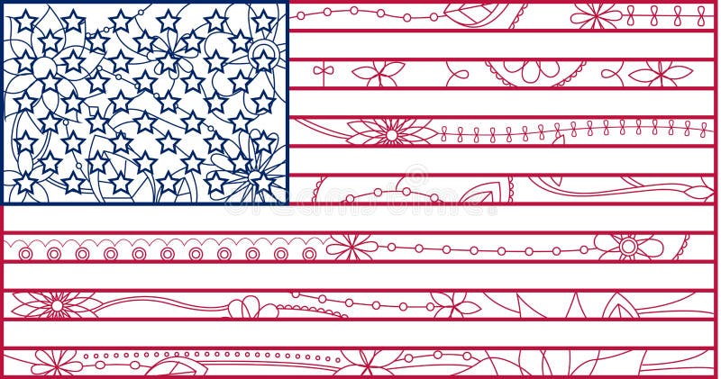 USA flag outline stock vector. Illustration of vector - 43384653