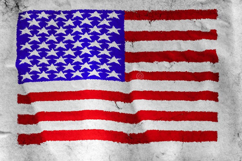 USA Flag Painted on Rough White Paper Stock Photo - Image of design ...