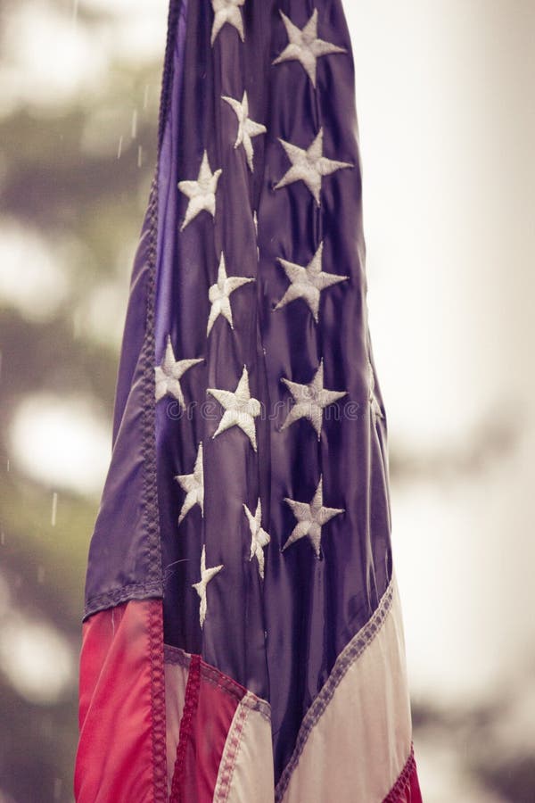 USA Flag in Rain stock image. Image of banner, patriotic - 54365923
