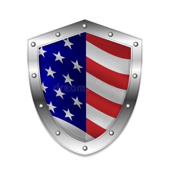 USA Flag on Shield Vector Illustration Stock Vector - Illustration of ...