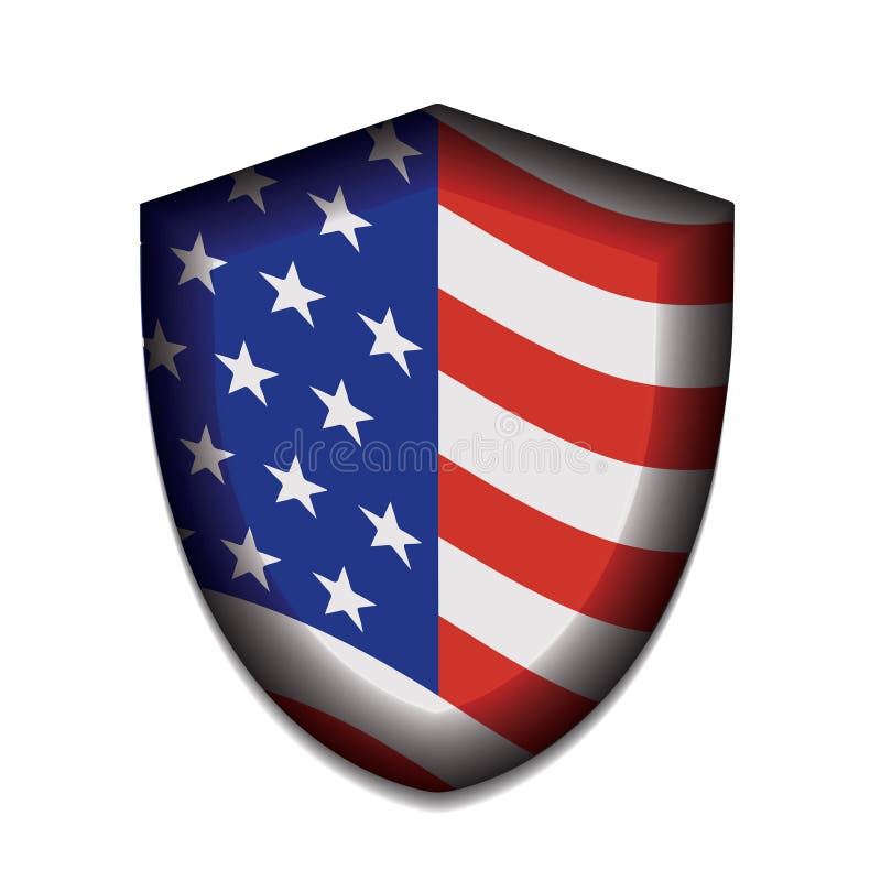 USA Flag on Shield Vector Illustration Stock Vector - Illustration of ...