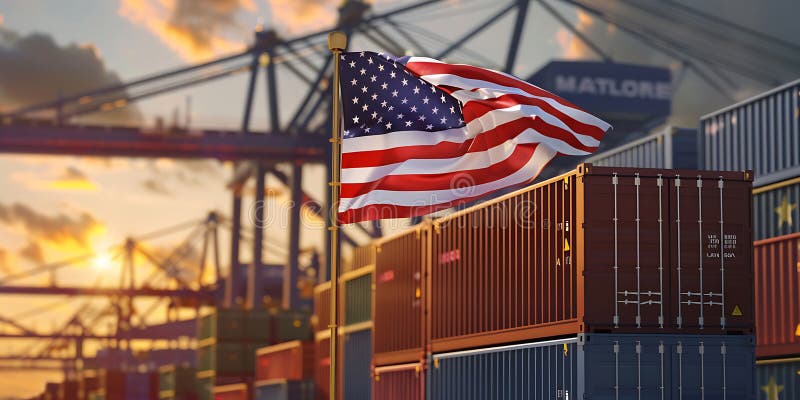 USA Flag on a Shipping Container Background - Ai Generated Stock ...