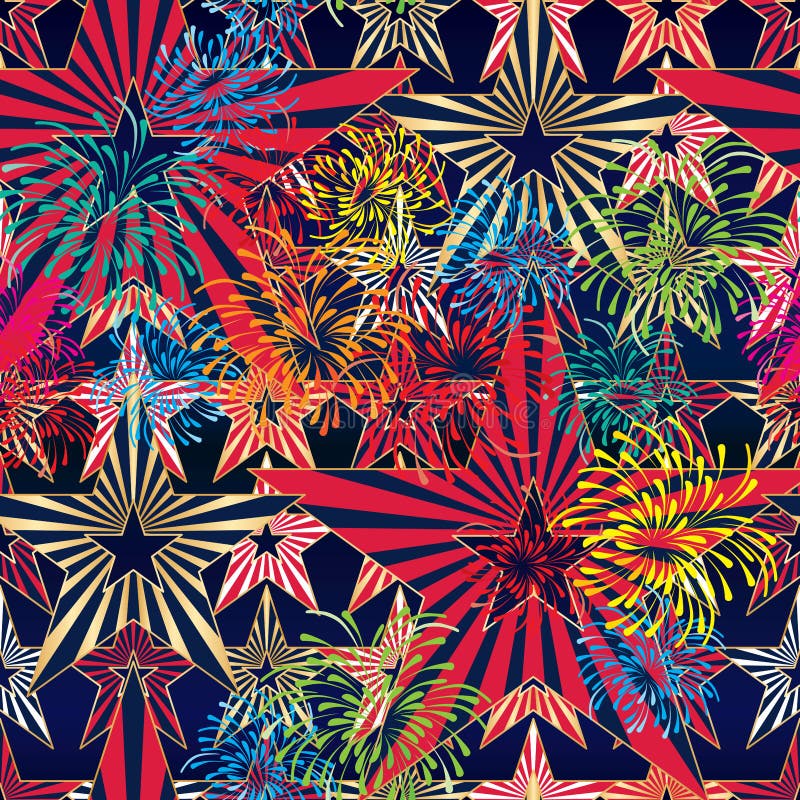 Firework Seamless Pattern stock vector. Illustration of fire - 40397351