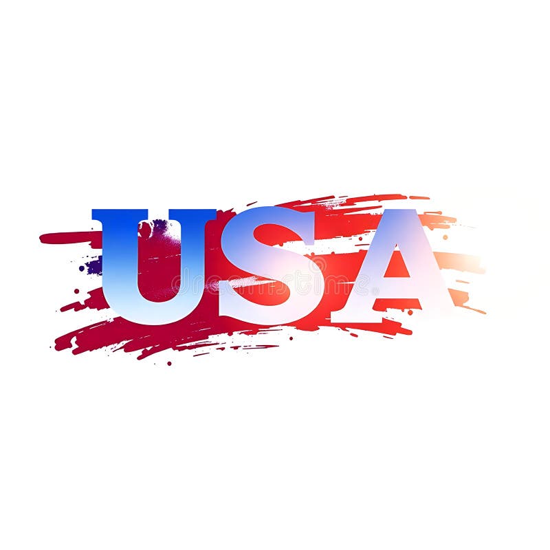 USA Flag Text with Splatter Design Stock Illustration - Illustration of ...