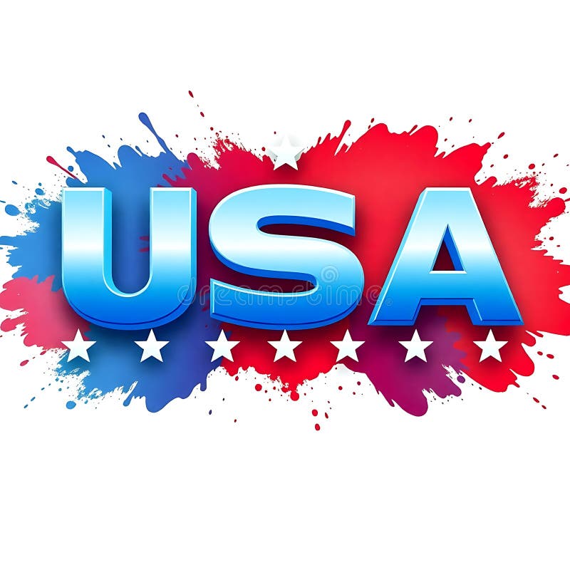 USA Flag Text with Splatter Design Stock Illustration - Illustration of ...