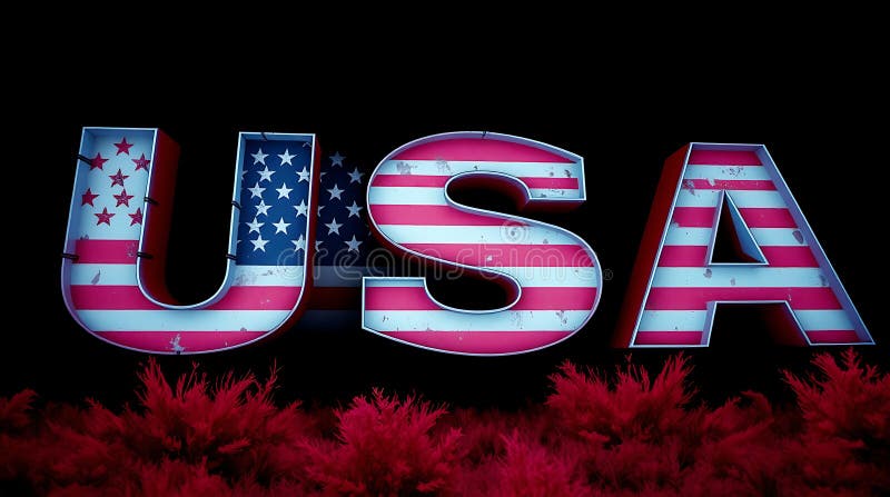 USA Flag Text with Splatter Design Stock Illustration - Illustration of ...