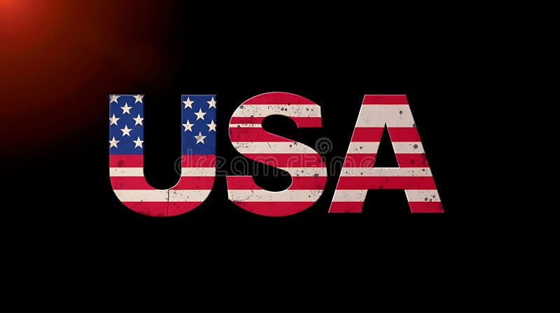 USA Flag Text with Splatter Design Stock Illustration - Illustration of ...