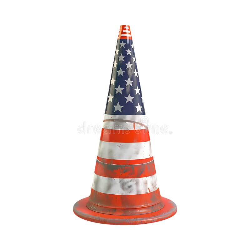 USA Flag on Traffic Cone on Transparent Background - Ai Generated Stock ...