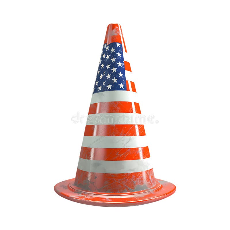 USA Flag on Traffic Cone on Transparent Background - Ai Generated Stock ...