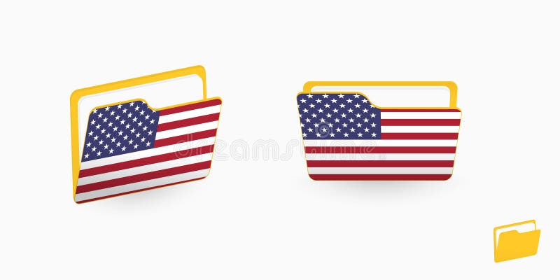 USA Flag on Two Type of Folder Icon Stock Illustration - Illustration ...